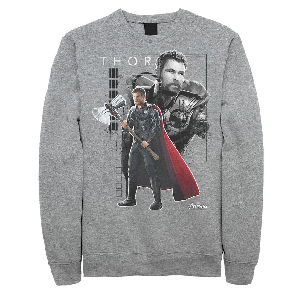 Men's Marvel Thor Collage Portrait Poster Graphic Fleece Pullover
