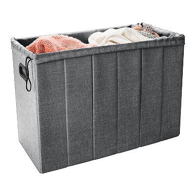 Simplify Collapsible Flip Top Hamper Ottoman in Natural