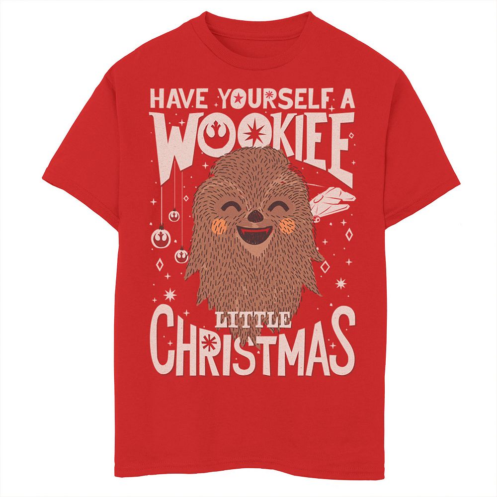 Boys 8-20 Star Wars Wookiee Little Christmas Sketched Graphic Tee