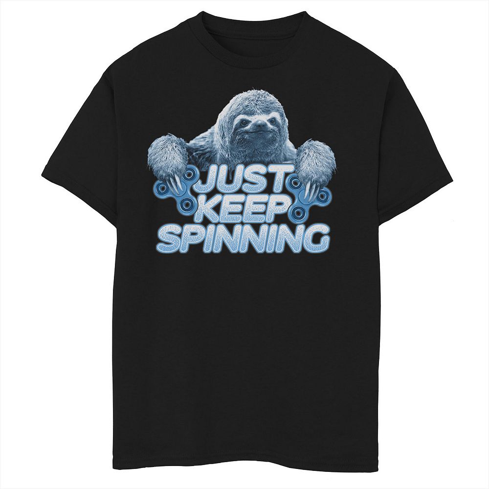 Boys 6-20 Fidget Spinner Sloth Just Keep Spinning Graphic Tee