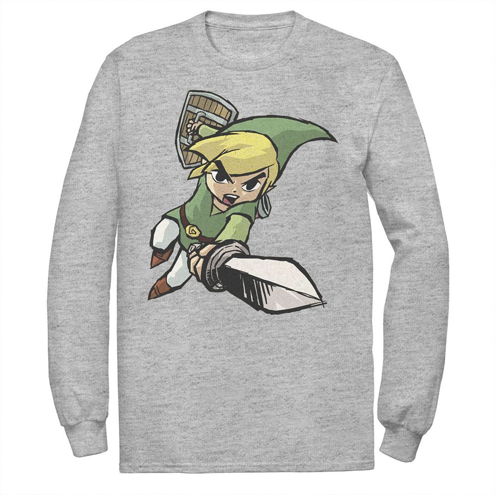 Men's Nintendo Legend Of Zelda Link Action Pose Sketch Logo Sweatshirt