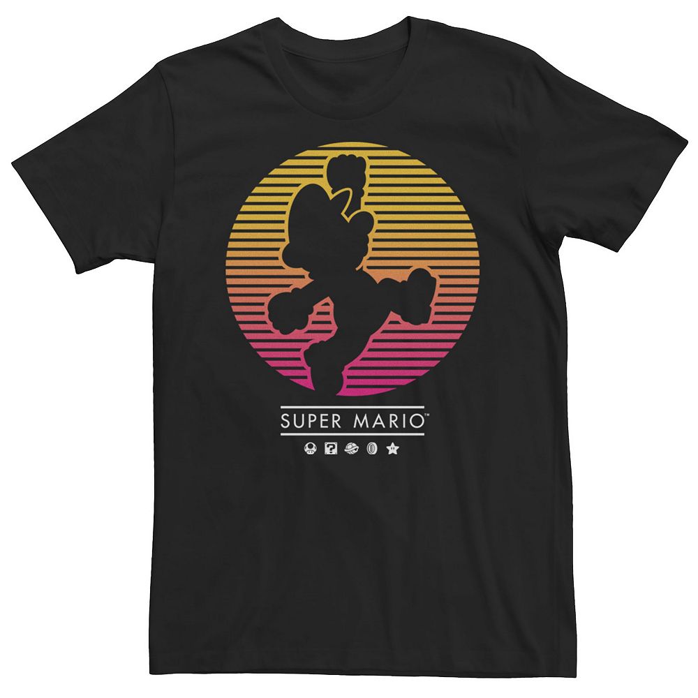 Men's Nintendo Super Mario Striped Sun Silhouette Poster Tee