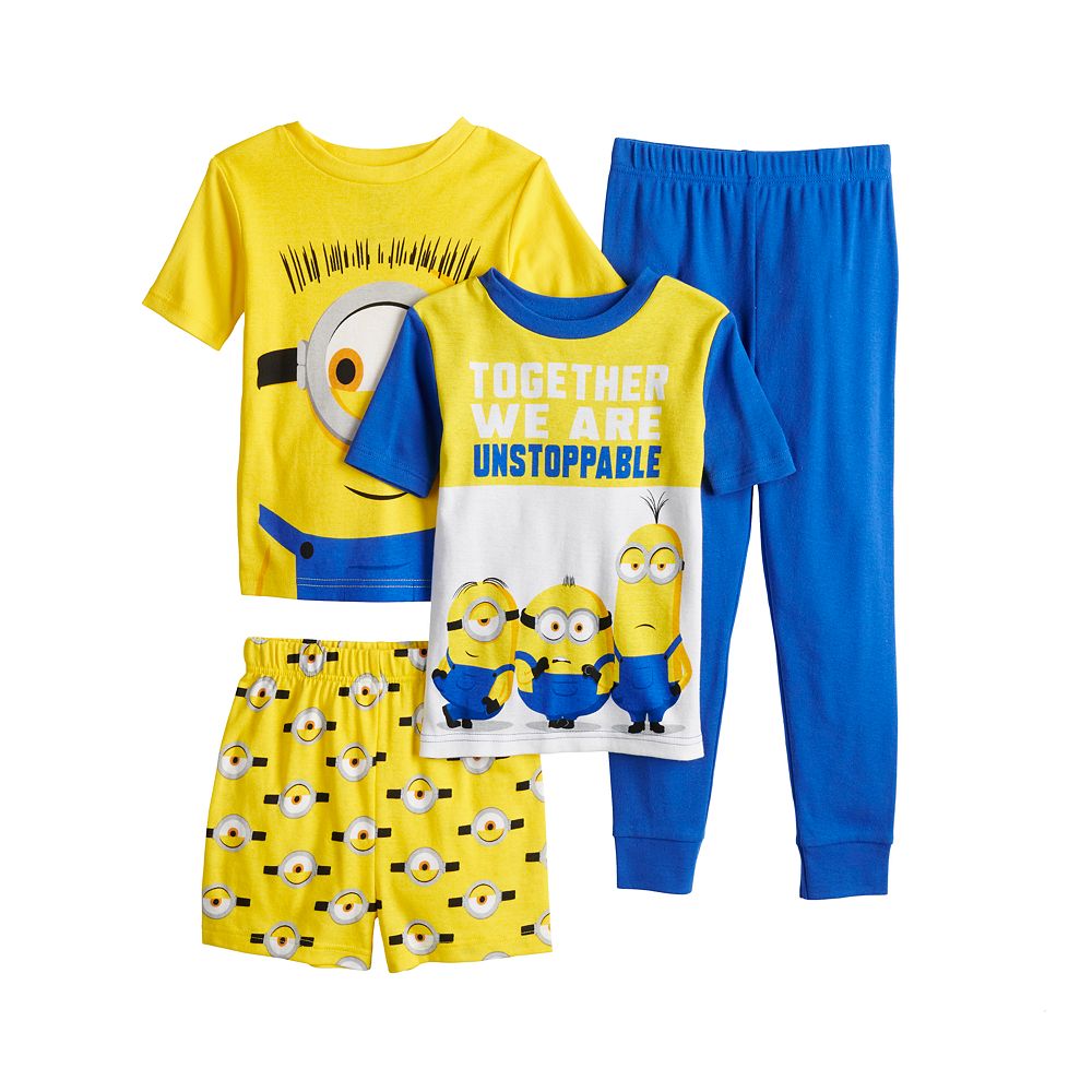 Boys 4-10 Minions 3 Minion World 4-Piece Cotton Tight Fit Pajama Set