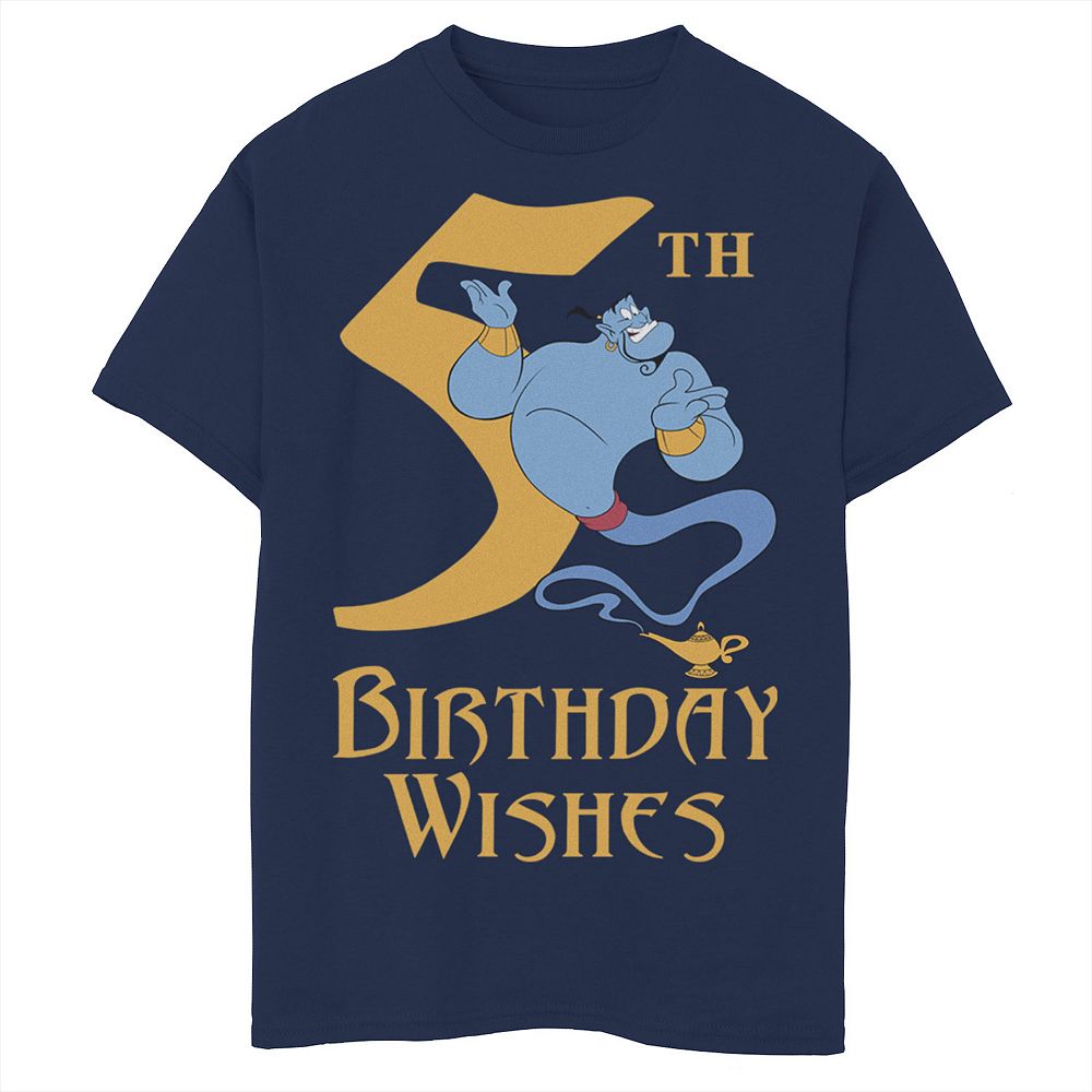 Disney's Aladdin Boys 6-20 Genie 5th Birthday Wishes Graphic Tee