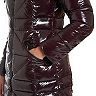 Women's Fleet Street Long Faux Down Shiny Coat with Detachable Hood