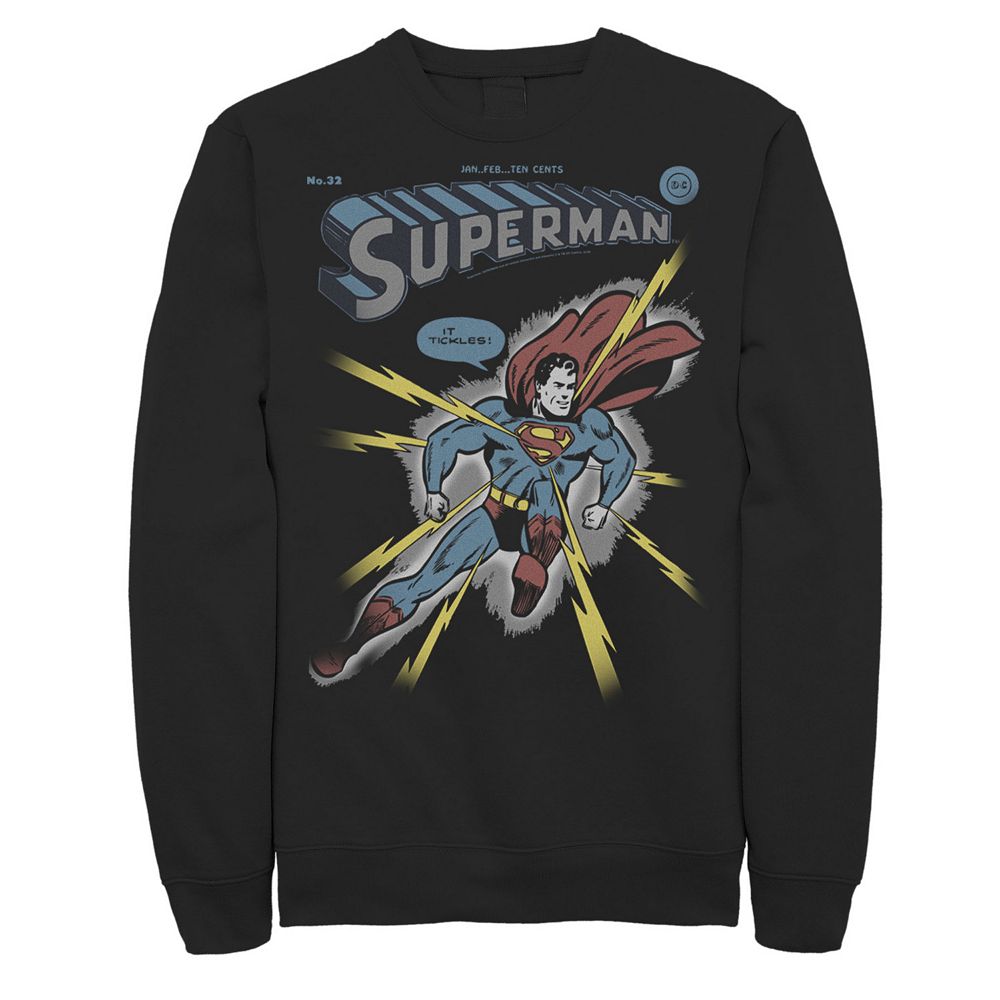 Men's Superman Electrocuted It Tickles Faded Portrait Sweatshirt