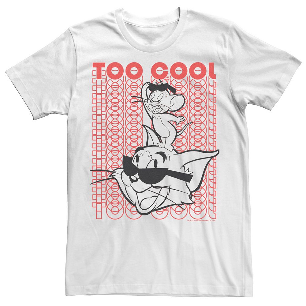 Men's Tom And Jerry Too Cool Word Stack Portrait Tee