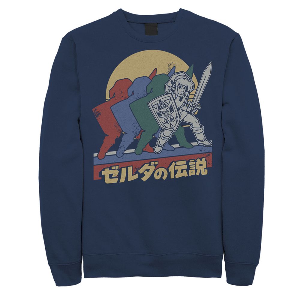 Men's Nintendo Legend Of Zelda Retro Link Kanji Portrait Fleece