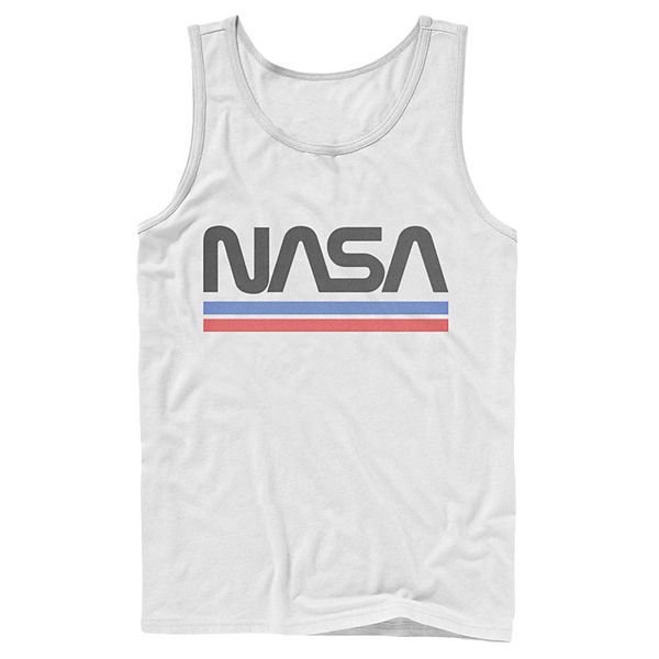 Men's NASA Red Blue Stripe Minimal Logo Vintage Graphic Tank Top