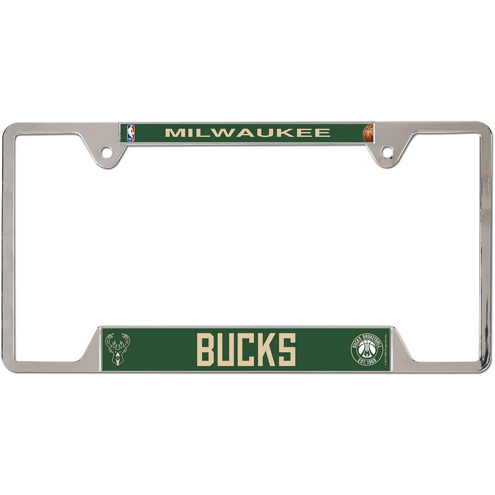 WinCraft Milwaukee Bucks Chrome Plated Metal License Plate Frame