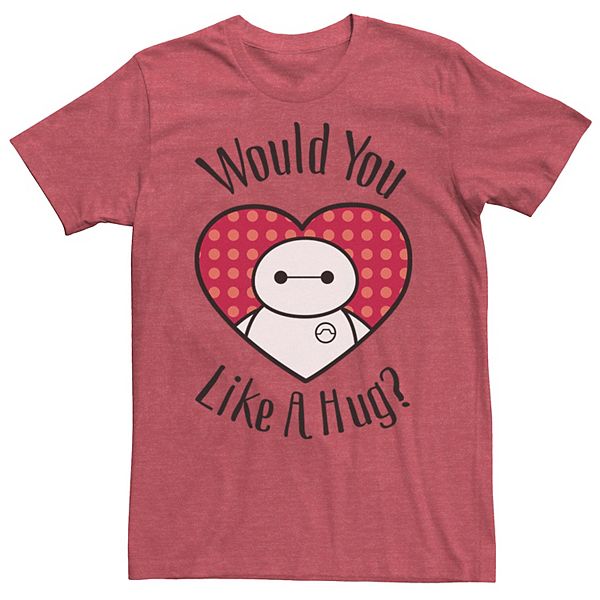 Men's Disney's Big Hero 6 Baymax Heart Would You Like A Hug Tee