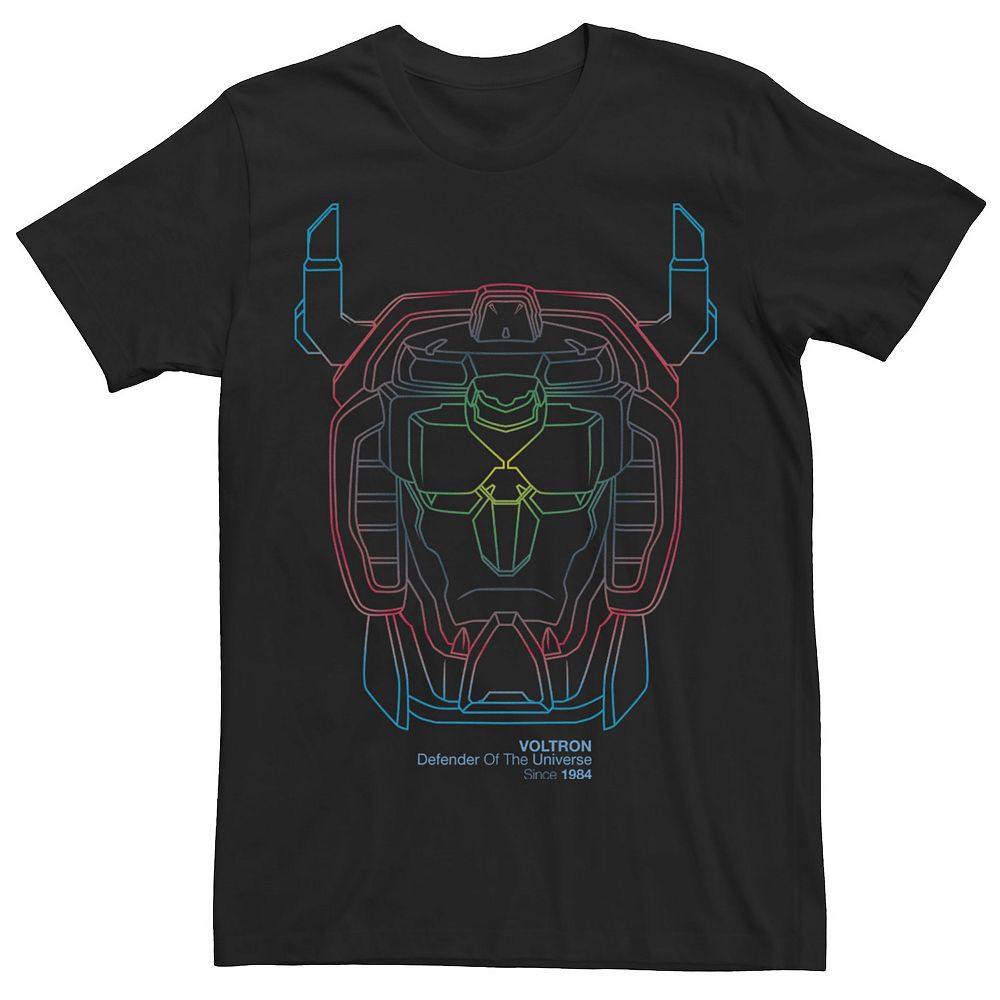 Men's Voltron Legendary Defender Neon Head Shot Outline Graphic Tee