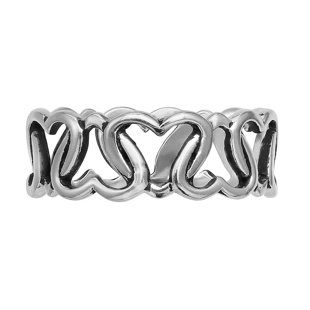 PRIMROSE Sterling Silver Interlocking Heart Ring
