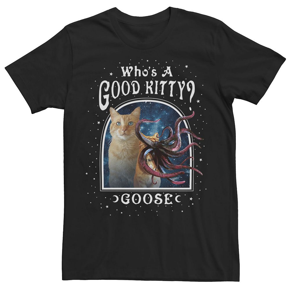 Men's Marvel Captain Marvel Who's A Good Kitty Goose Cosmic Portrait ...