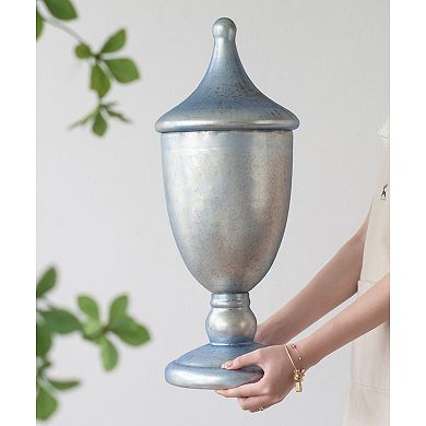 Large Metallic Lidded Trophy Table Decor