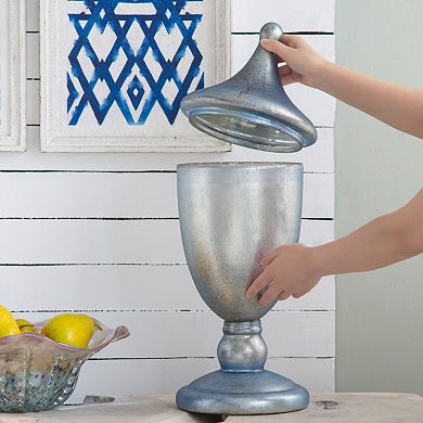 Large Metallic Lidded Trophy Table Decor