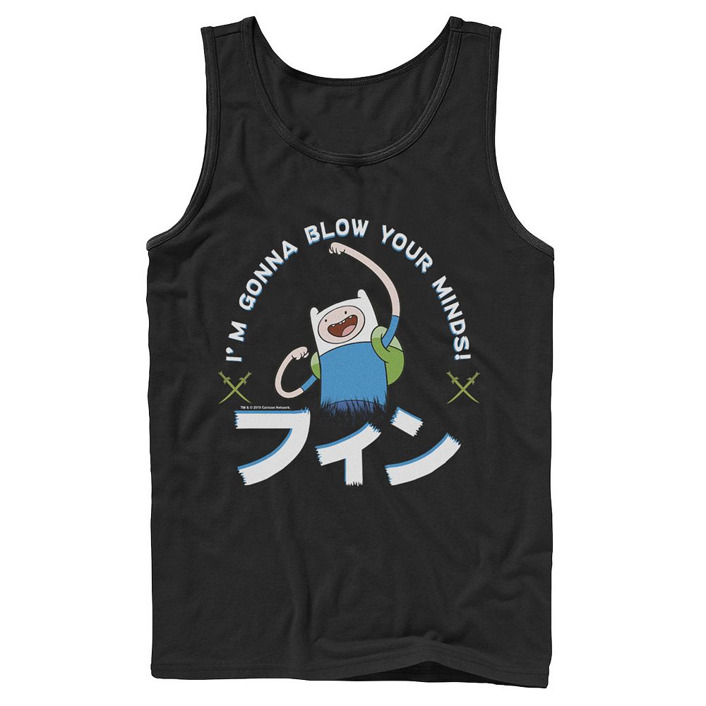 Men's Adventure Time Finn I'm Gonna Blow Your Minds Kanji Portrait Tank Top