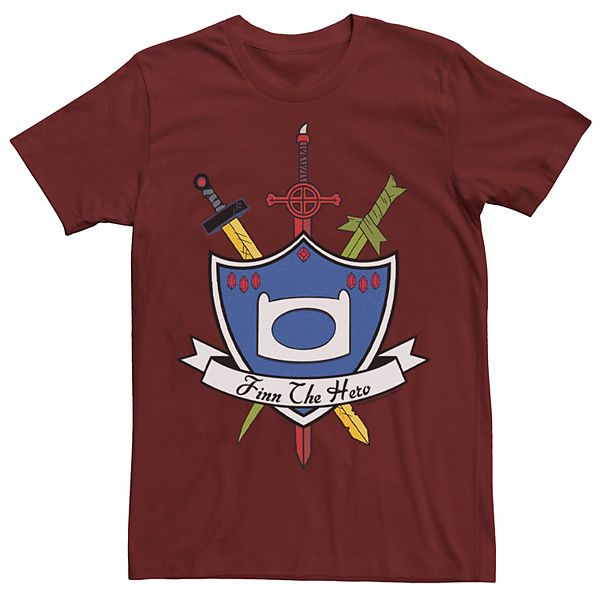 Men's Adventure Time Finn The Hero Sword And Shield Banner Tee