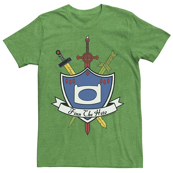 Men's Adventure Time Finn The Hero Sword And Shield Banner Tee
