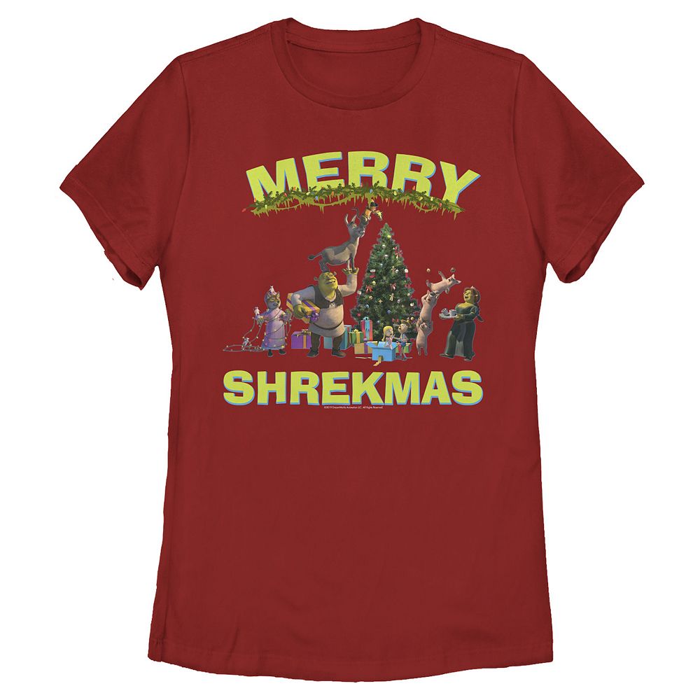 Juniors' Shrek Group Shot Friends Merry Shrekmas Bold Holiday Text ...