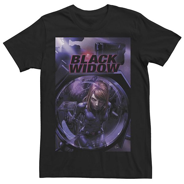 Men's Marvel Black Widow No Restraints Play Comic Book Cover Tee