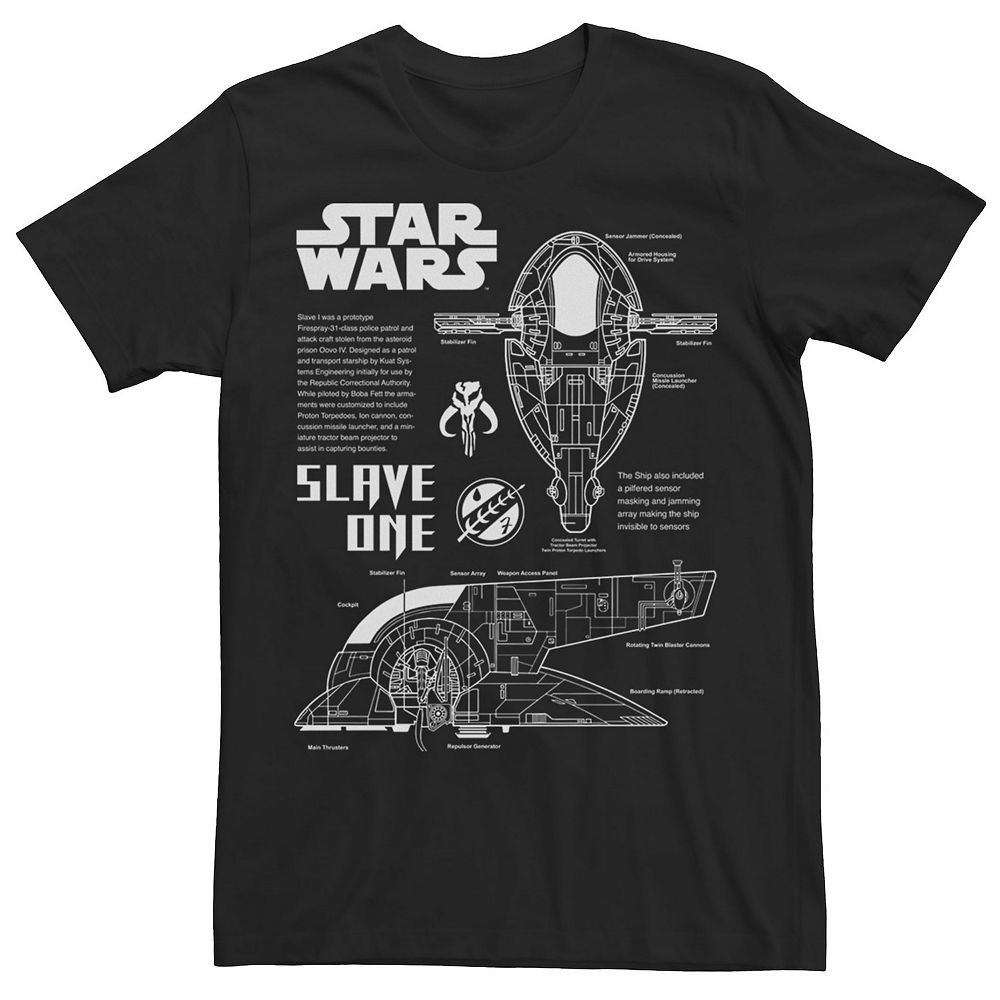Men's Star Wars Slave One Ship Schematics Tee
