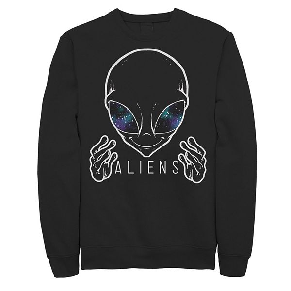 Men's Alien Space Eyes Fleece Crewneck Sweatshirt