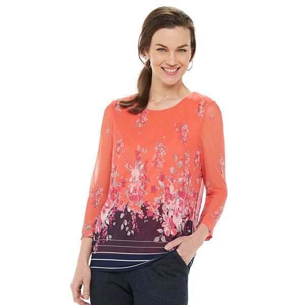 Women's Croft & Barrow® Print Mesh Top