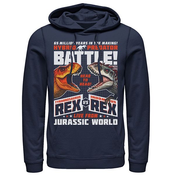 Men's Jurassic World T-Rex VS I-Rex Battle Poster Pullover Graphic Hoodie