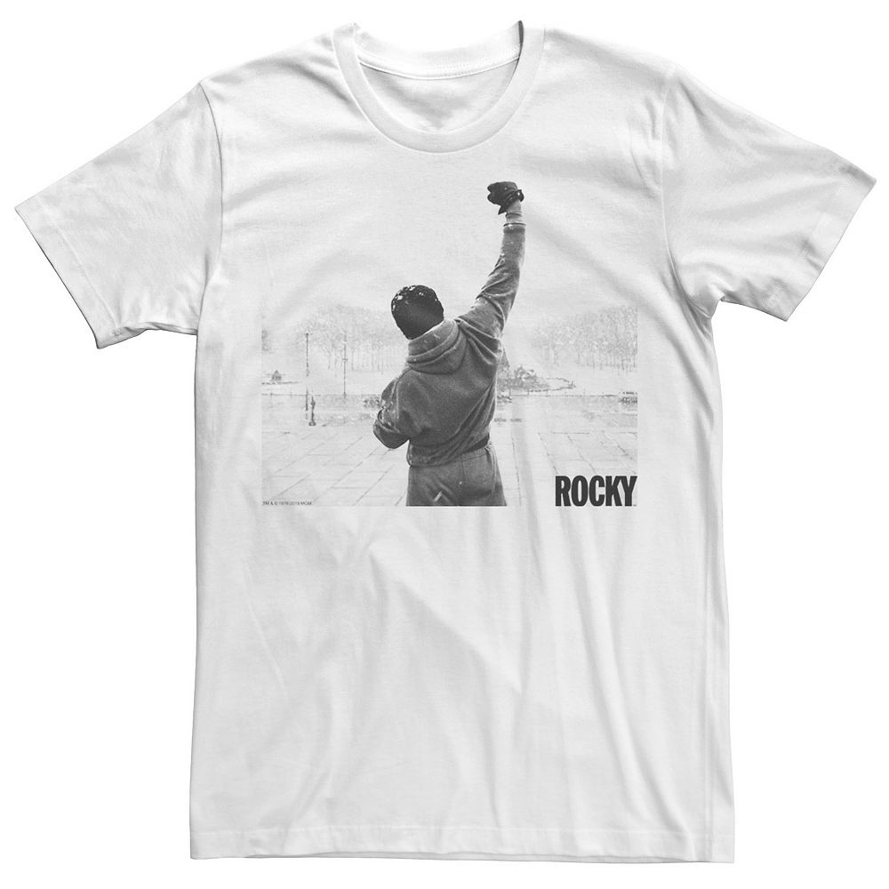 Men's Rocky Fist Raise Grey Scale Movie Poster Graphic Tee