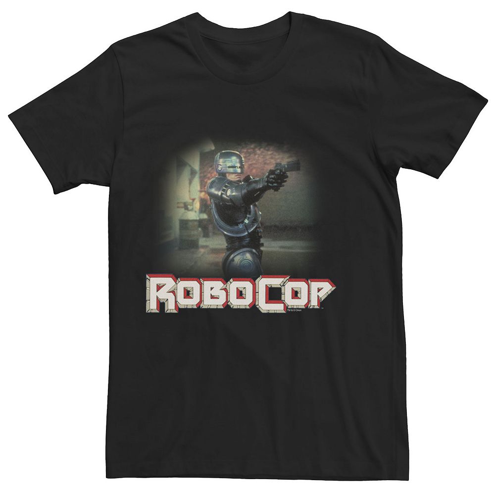 Men's RoboCop Taking Aim Action Pose Logo Portrait Graphic Tee