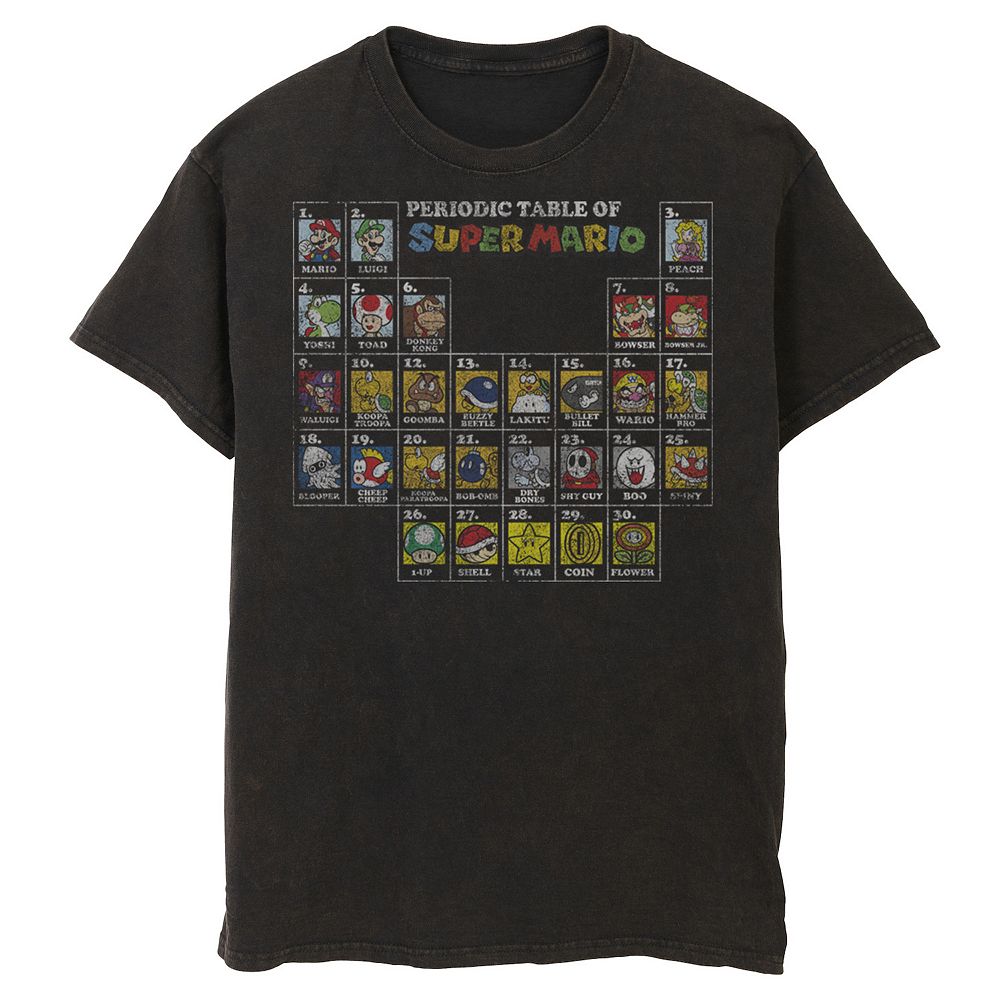 Men's Nintendo Super Mario Periodic Table Of Character Panel Grid ...