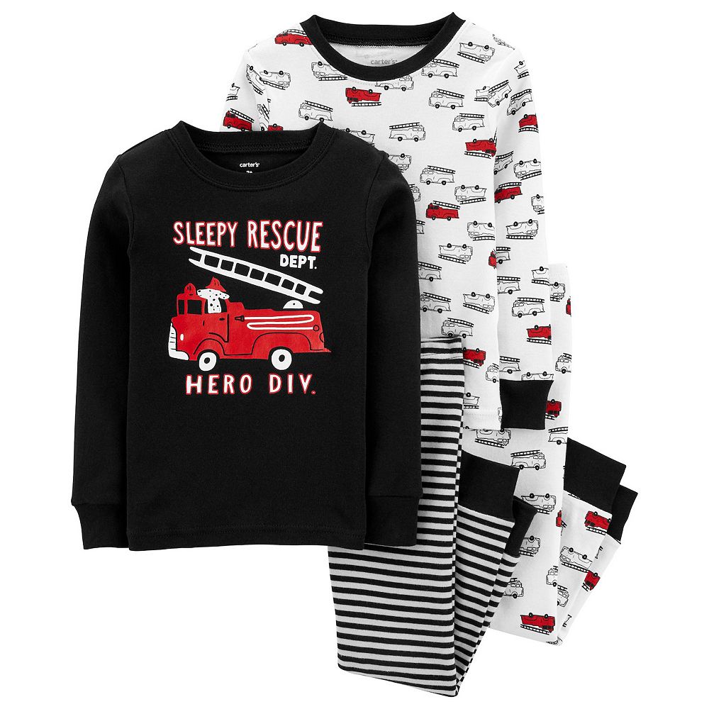 Baby Boy Carter's 4-Piece Firetruck Snug Fit Cotton Pajamas
