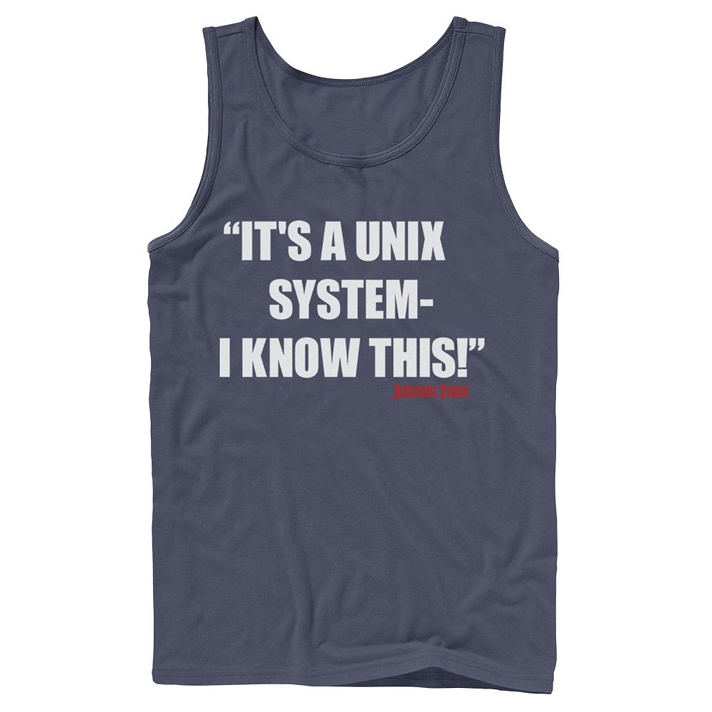 Men's Jurassic Park It's A Unix System Quote Graphic Tank Top