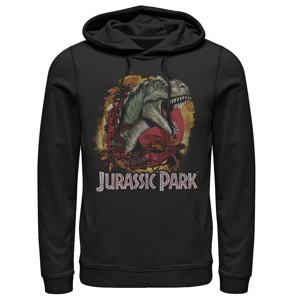 Men's Jurassic Park T-Rex Explosion Tropical Logo Graphic Pullover Hoodie