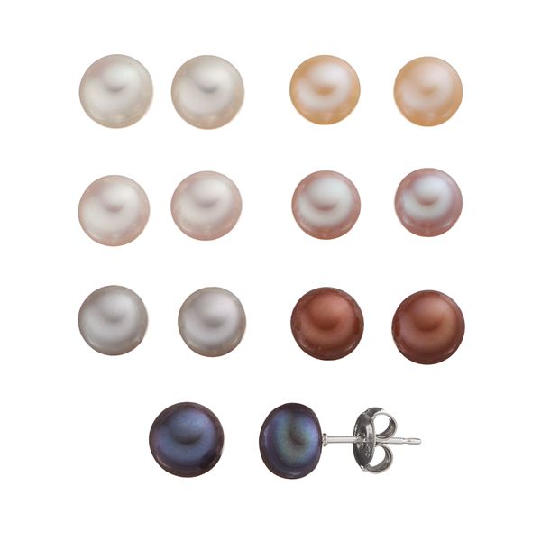 Sterling Silver Dyed Freshwater Cultured Pearl Earring Set Sterling Silver Dyed Freshwater Cultured Pearl Earring Set