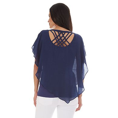 Women's Apt. 9® Gauzy-Texture Lattice-Back Top