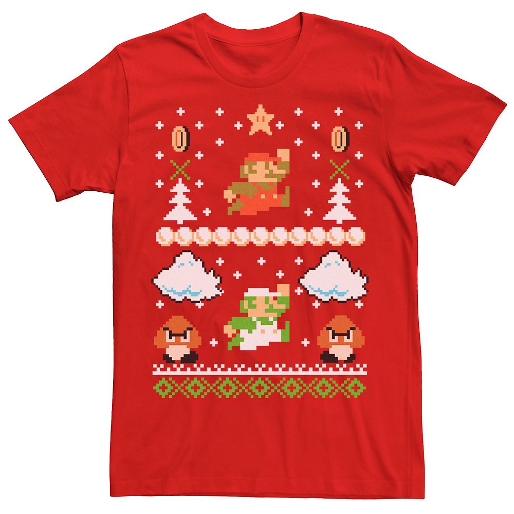Men's Nintendo Super Mario Mario Goomba Ugly Christmas Sweater Tee