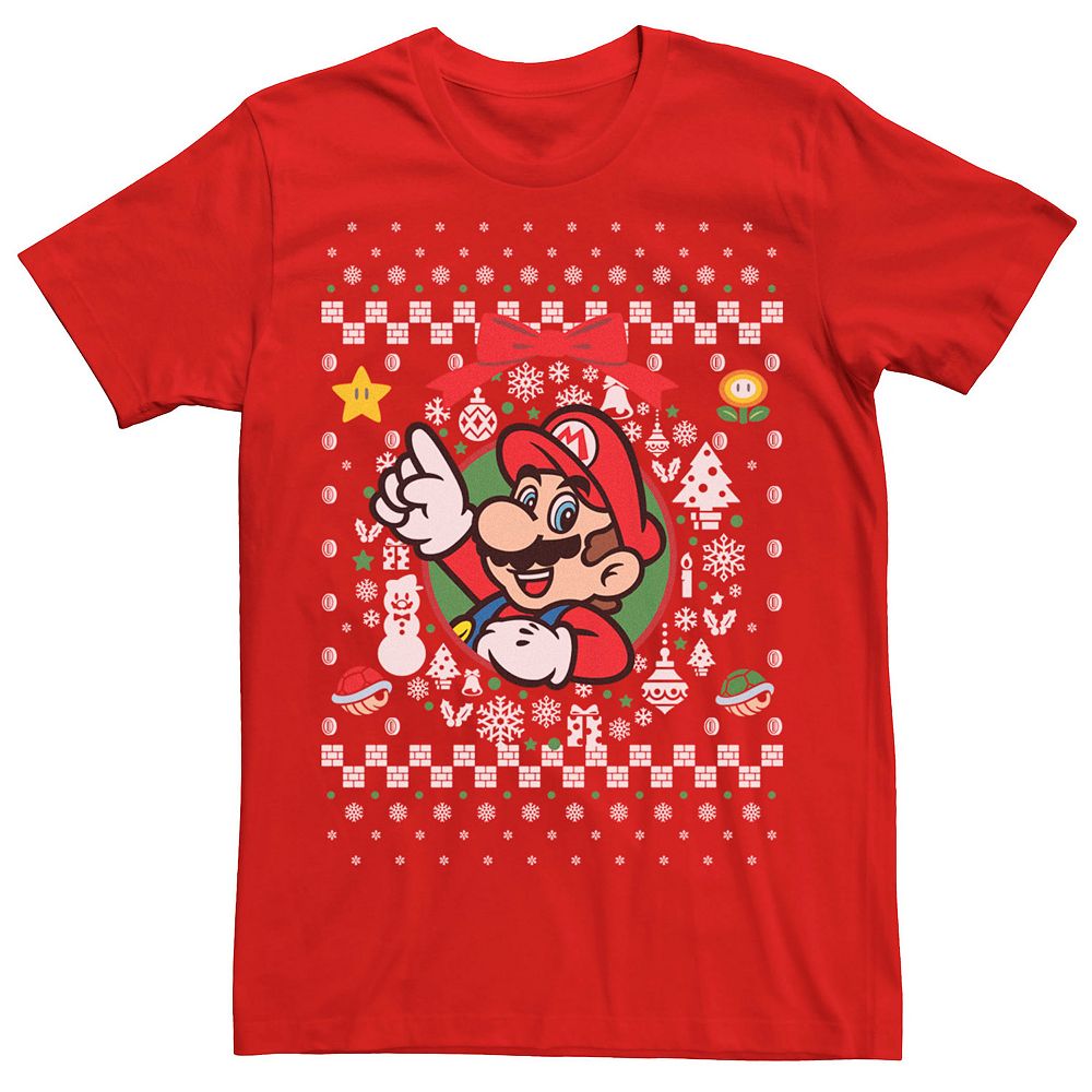Men's Nintendo Super Mario Classic Ugly Christmas Mario Graphic Tee