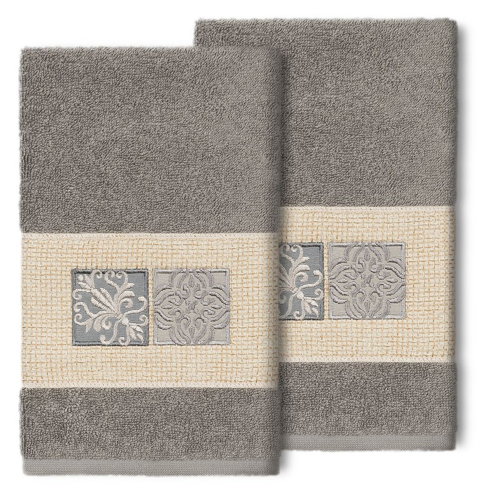 Linum Home Textiles Turkish Cotton Vivian 2-pack Embellished Hand Towel Set