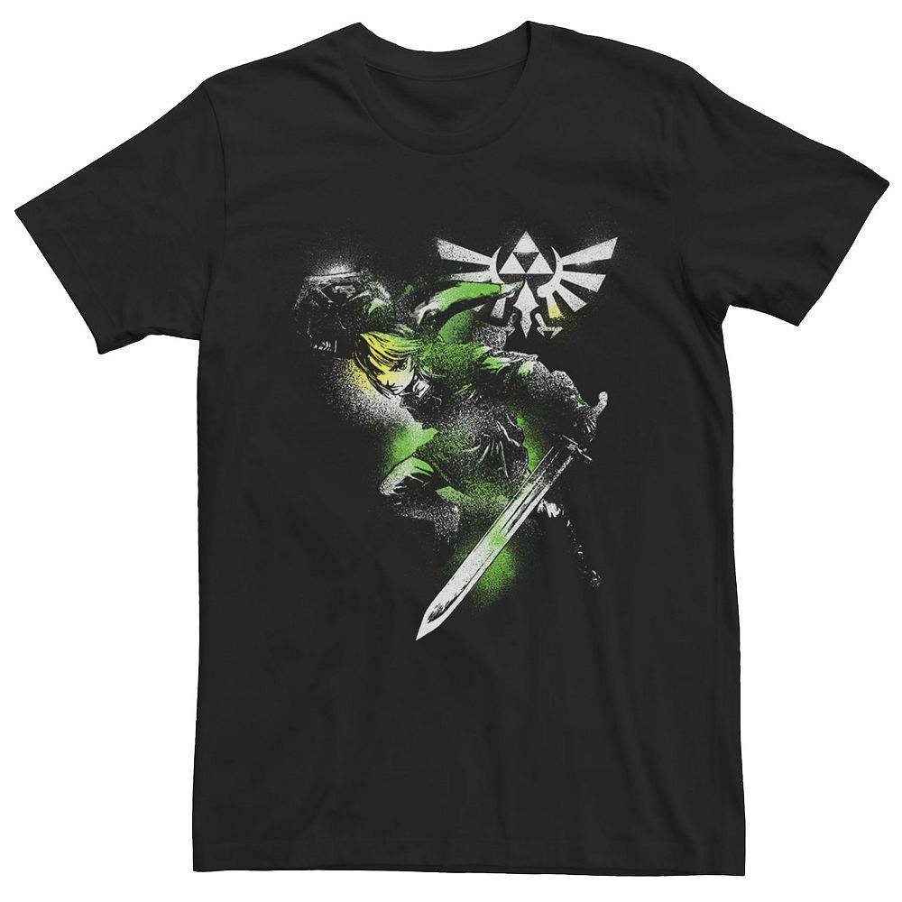 Men's Zelda Link Action Pose Hyrule Crest Tee