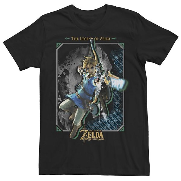 Men's Zelda Breath Of The Wild Link Action Pose Poster Tee