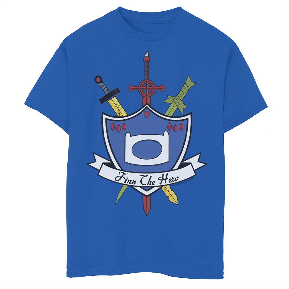 Boys 8-20 Adventure Time Finn The Hero Sword And Shield Banner Tee