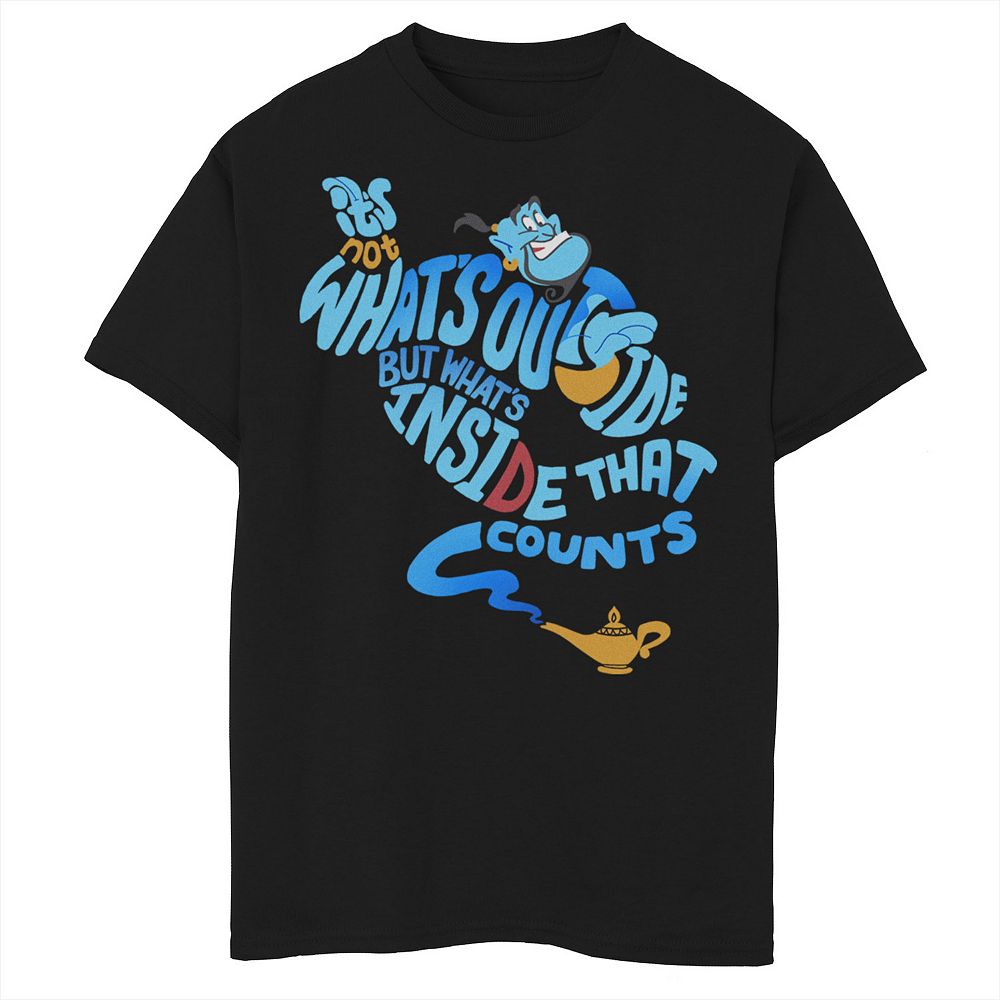 Disney's Aladdin Genie Boys 6-20 Out Bottle Quote Tee