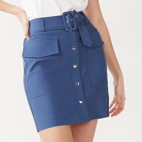 Women's Nine West Belted Patch-Pocket Skirt
