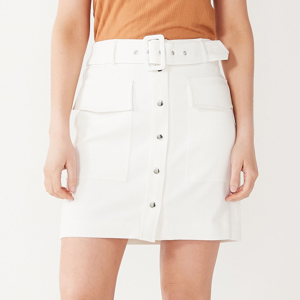 Women's Nine West Belted Patch-Pocket Skirt