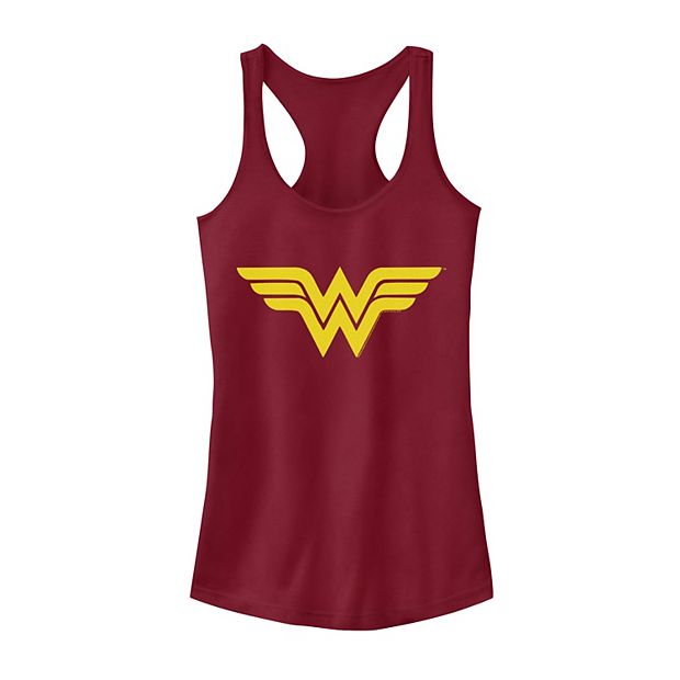 Wonder Woman Tank Tops Wonder Woman Flowers Slub Ruffle Juniors Tank