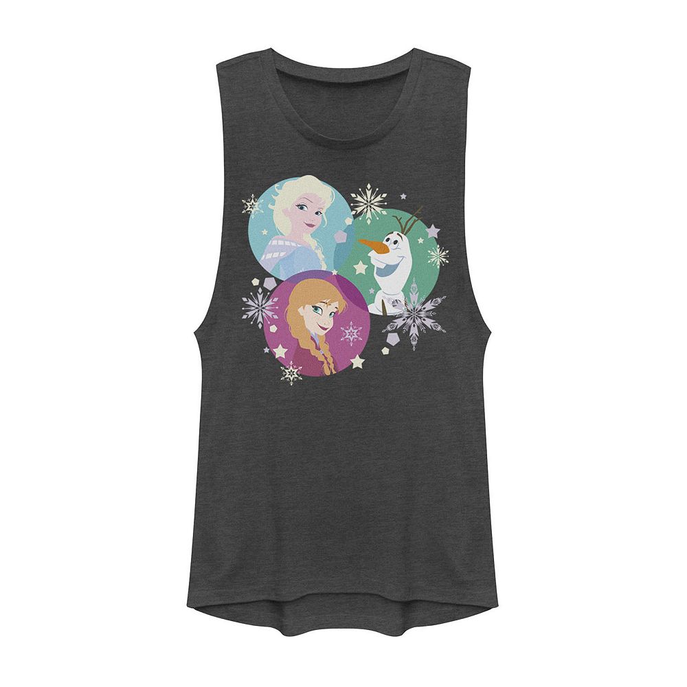 Juniors' Disney's Frozen Elsa Ana Olaf Color Spheres Muscle Tank Top