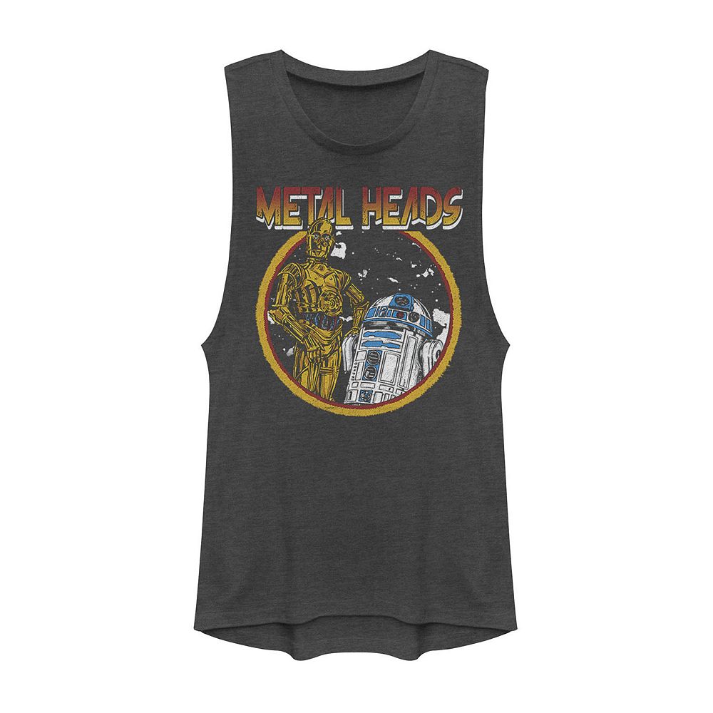 Juniors' Star Wars C-3PO & R2-D2 "Metal Heads" Muscle Tank Top