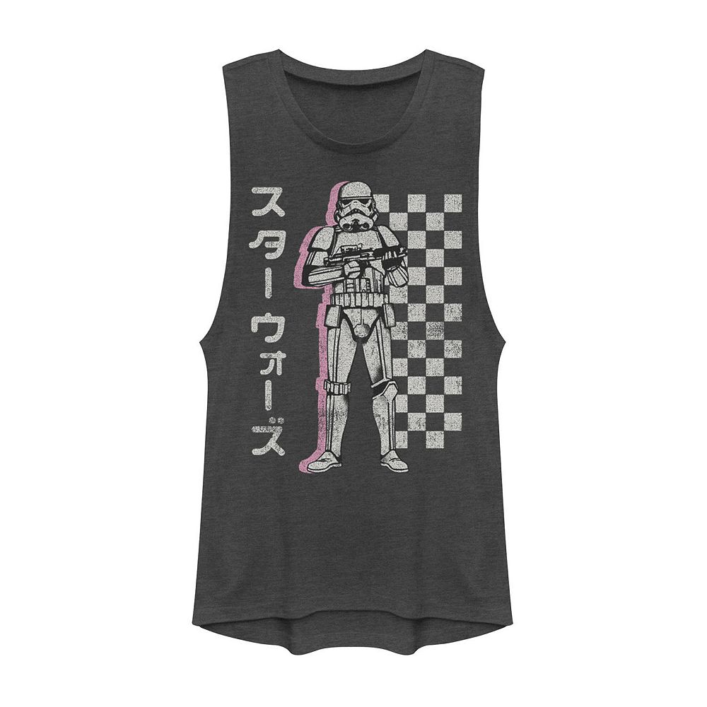 Juniors' Star Wars Stormtrooper Checkered Kanji Muscle Tank Top